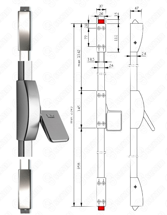 Exit Pads Contur design panikas durvju furnitūra